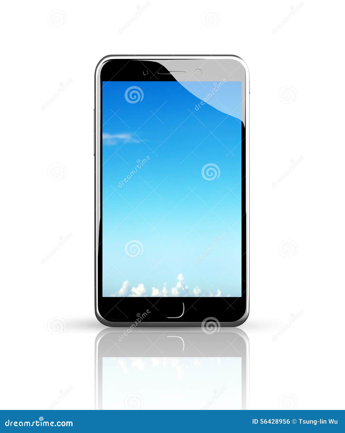 Smart Phone with Blue Sky Touch Screen Stock Illustration ...