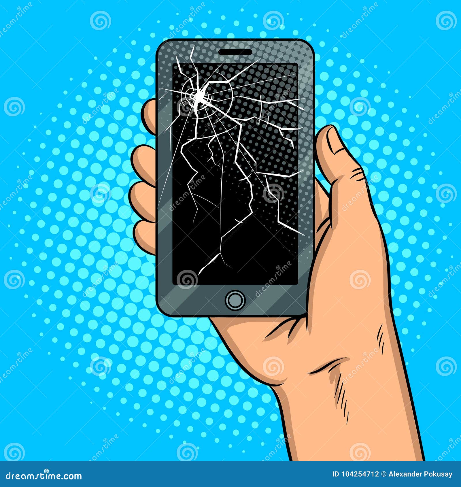 Smart Phone and Broken Screen Pop Art Vector Stock Vector ...
