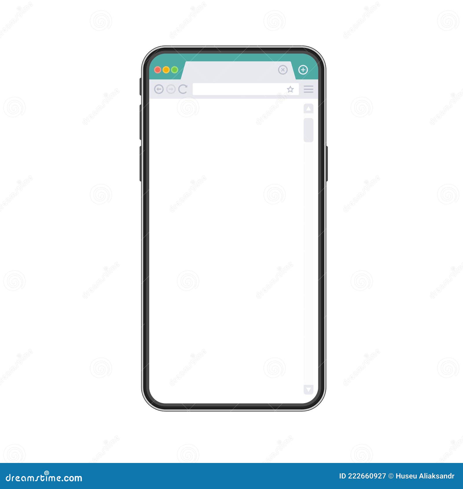 Smart phone with browser. stock vector. Illustration of global - 222660927