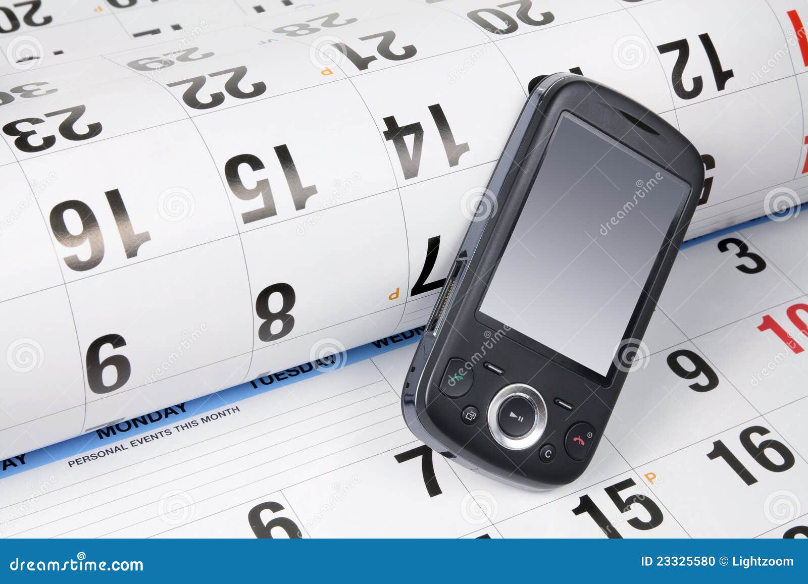 Smart Phone on Calendar stock photo. Image of reminder - 23325580