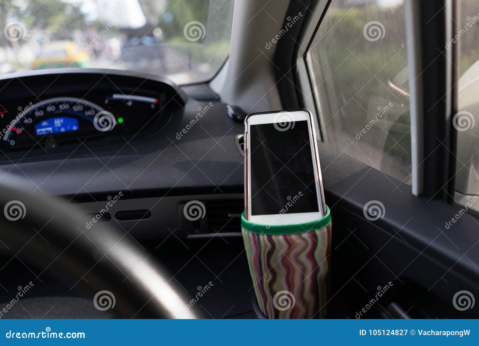 Smart Phone on Car Console for Comminication and Online with Soc Stock ...