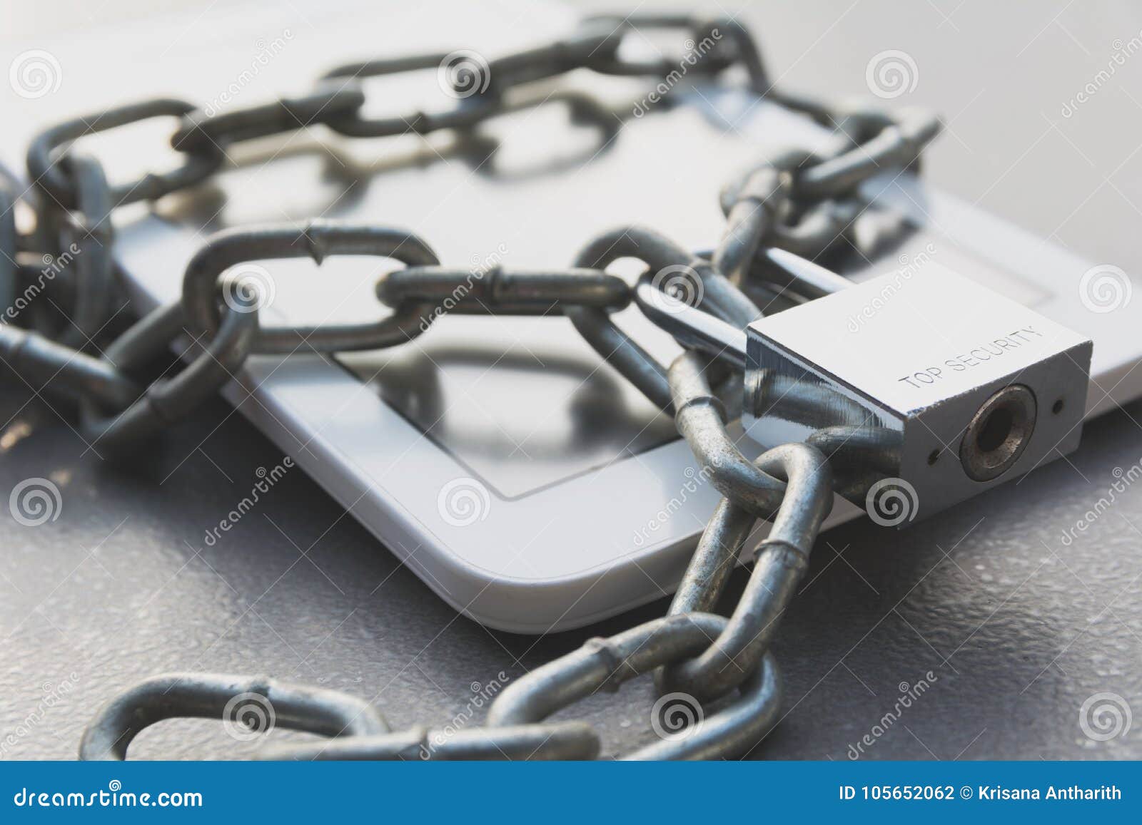 Smart Phone with Chain and Lock for Safety and Security Concept Stock ...