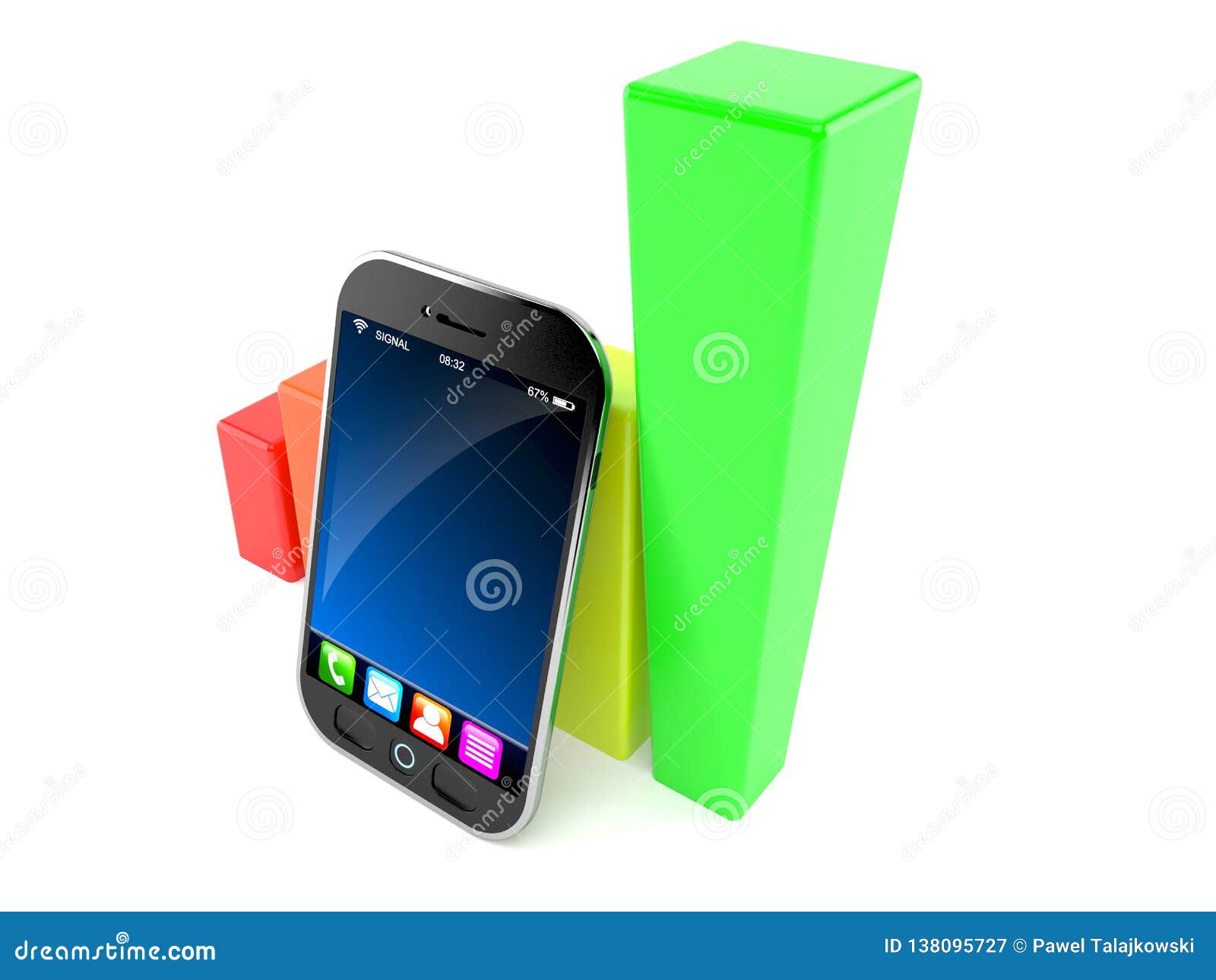 Smart phone with chart stock illustration. Illustration of development ...