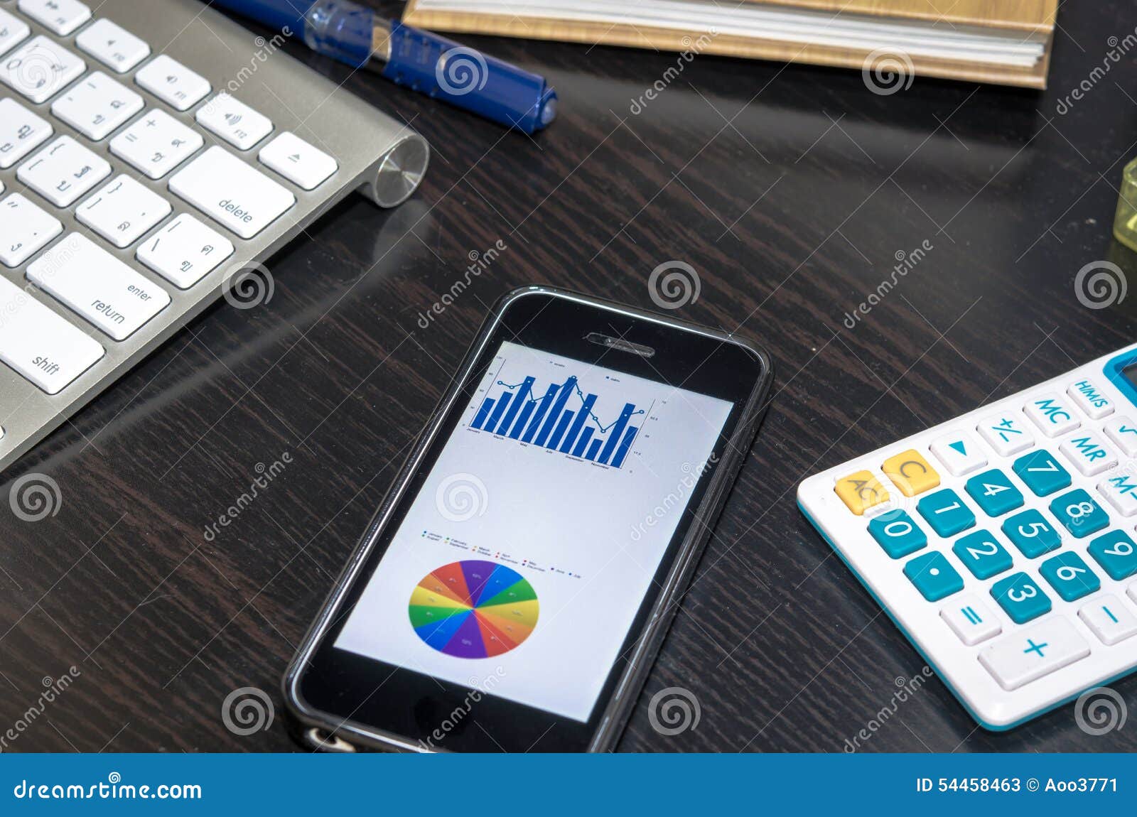 Smart phone and chart stock image. Image of device, smart - 54458463