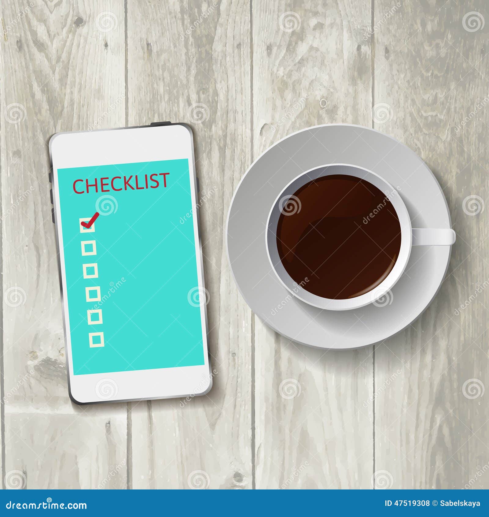 Smart Phone with Check List Stock Vector - Illustration of page ...