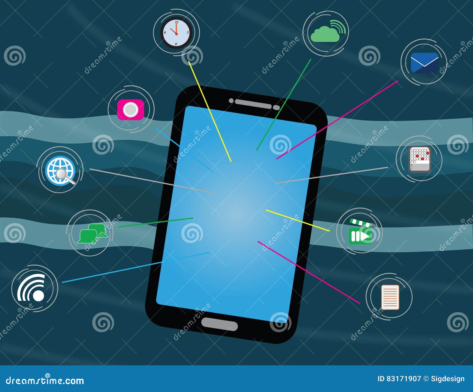 Smart Phone Communication and Usage Stock Vector - Illustration of ...