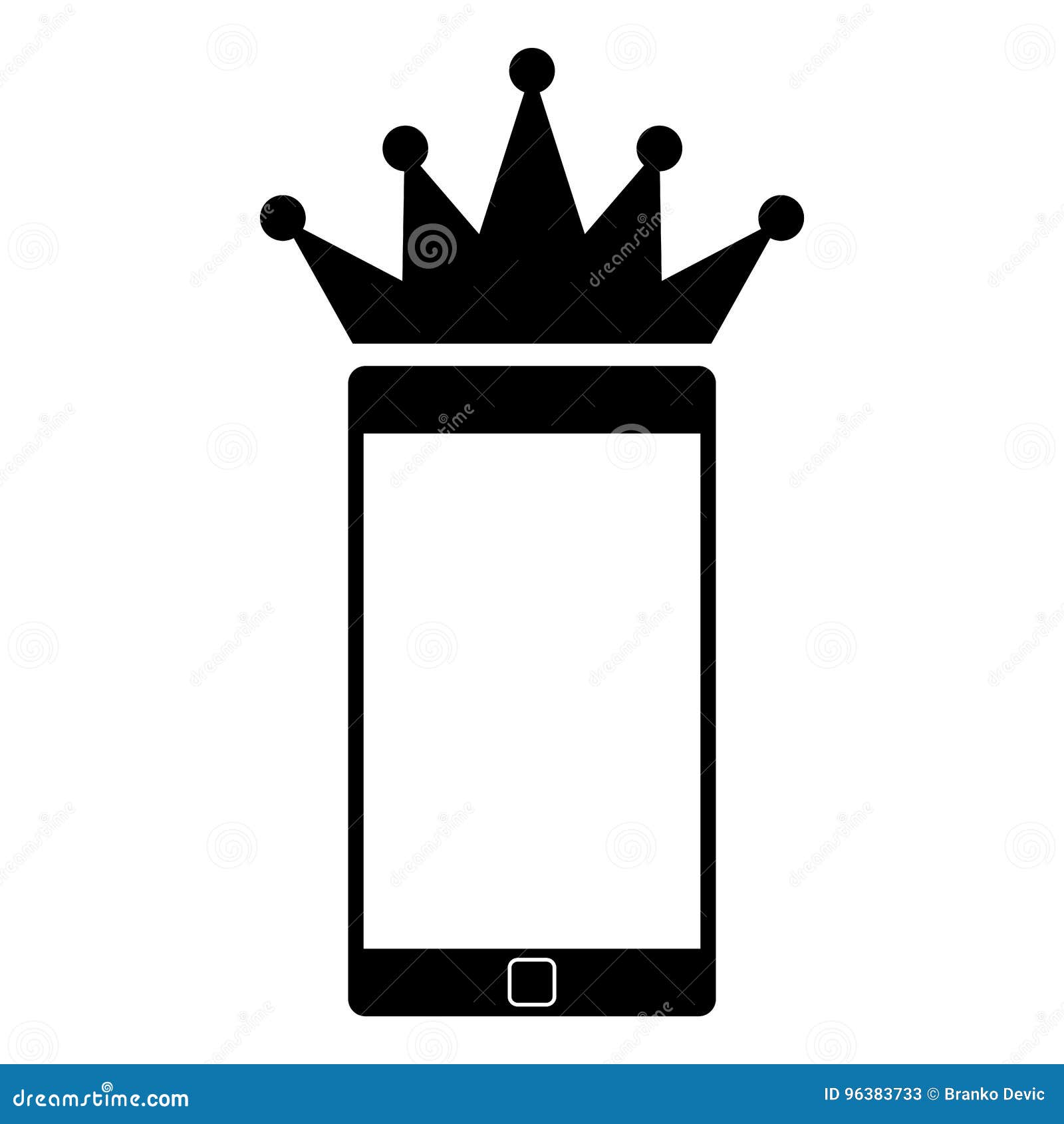 Smart Phone Crown Icon Vector Illustration Stock Vector - Illustration ...