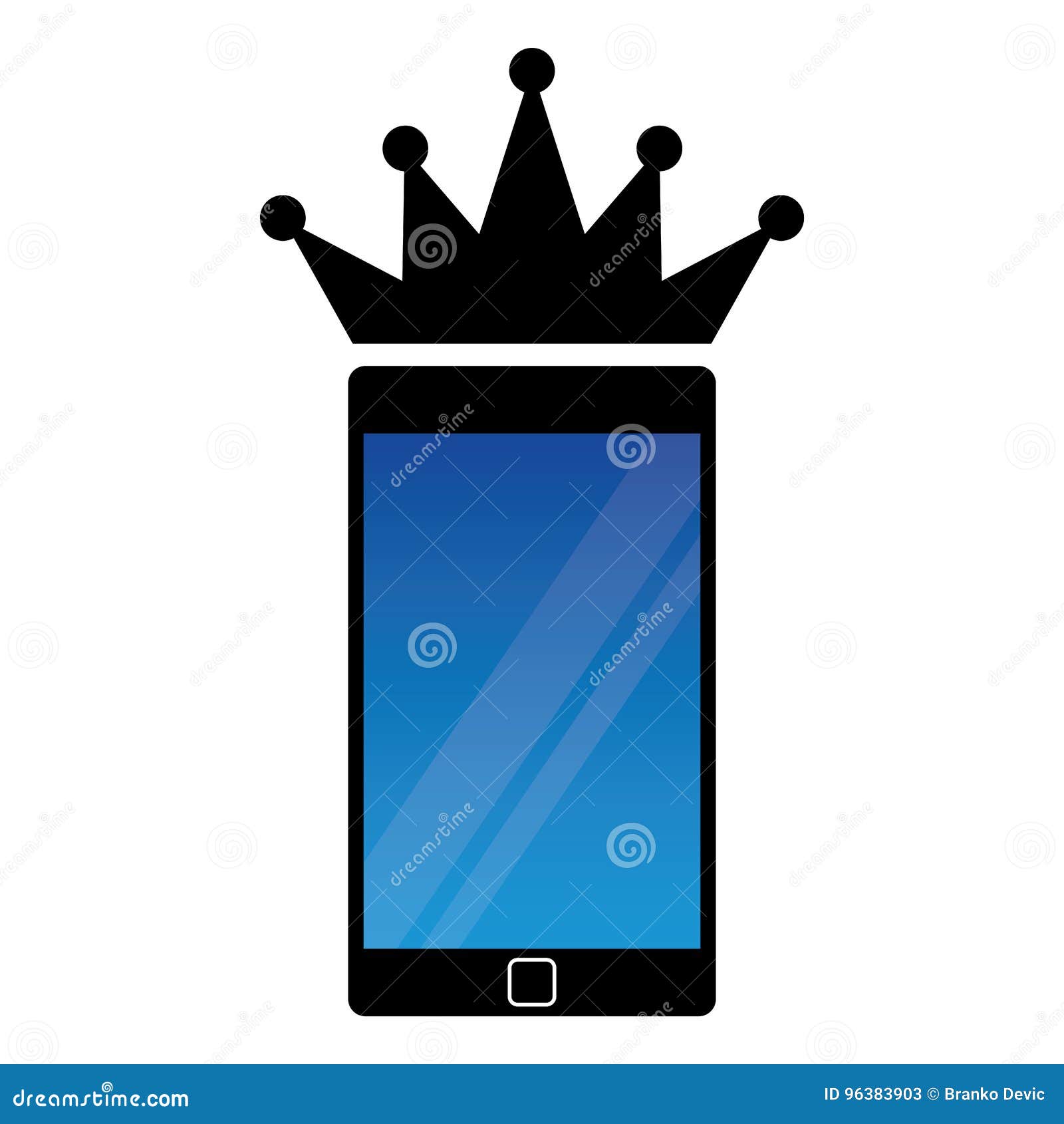 Smart Phone Crown Icon Vector Illustration Stock Vector - Illustration ...