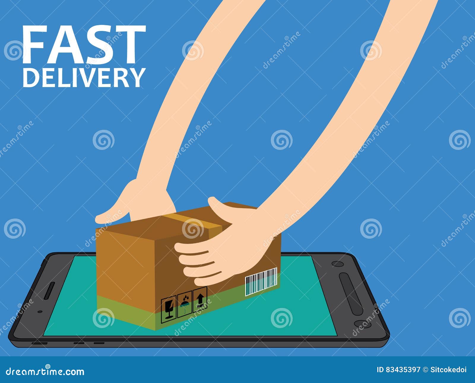 Smart Phone. Delivery on E-commerce Stock Vector - Illustration of ...