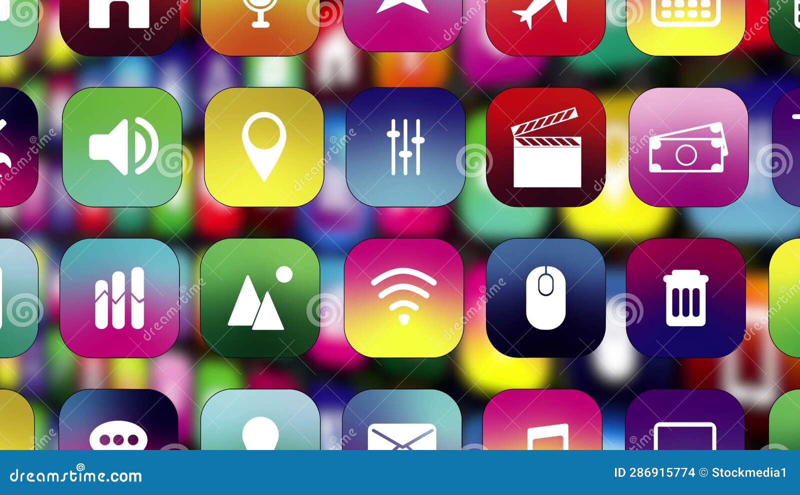 Smart Phone Display Showing Software App Icons Application Background ...