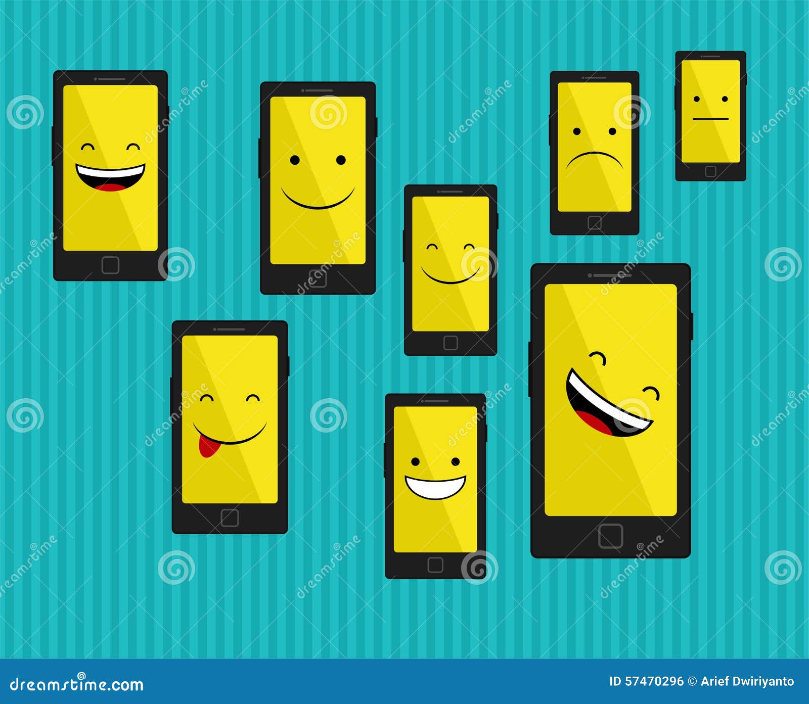 Smart phone with emotions stock vector. Illustration of people - 57470296