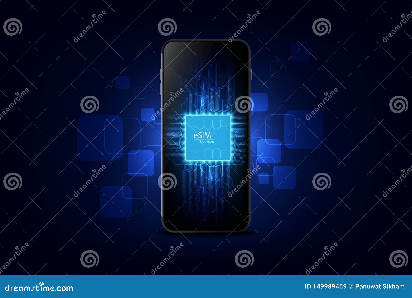 Smart Phone ESIM Card Chip Sign. Embedded SIM Concept Stock Vector ...