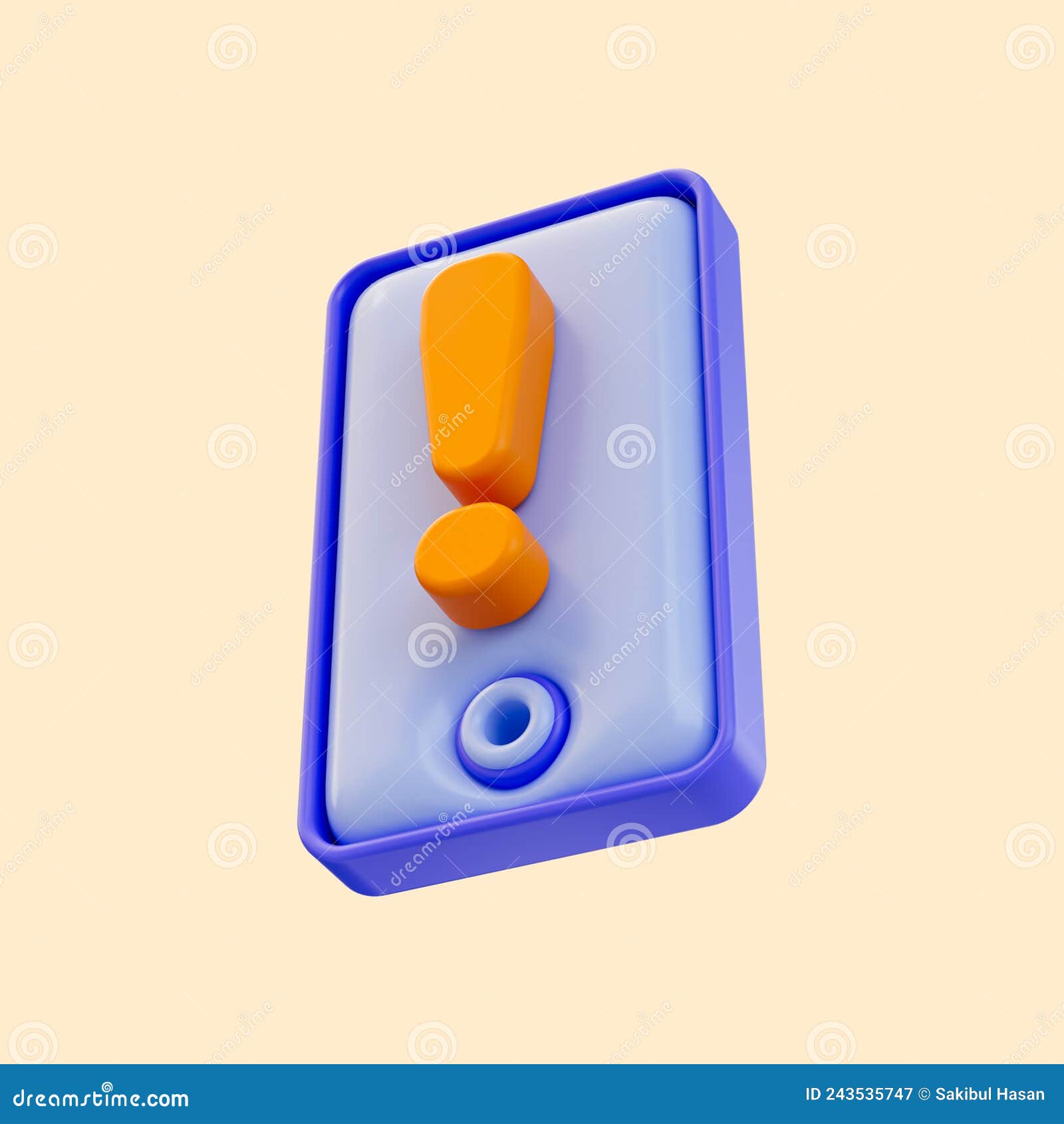 Smart Phone Exclamation Mark Icon 3d Render Concept for Alert ...