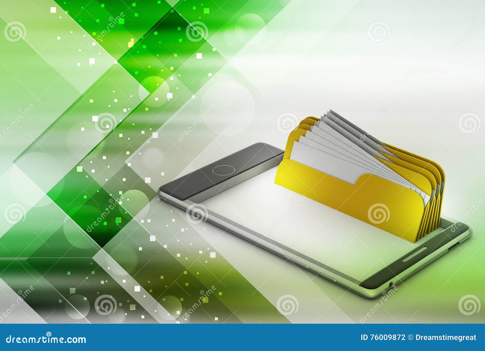 Smart Phone with File Folder Stock Illustration - Illustration of email ...