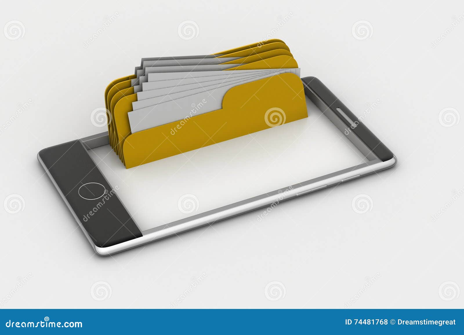 Smart Phone with File Folder Stock Illustration - Illustration of data ...