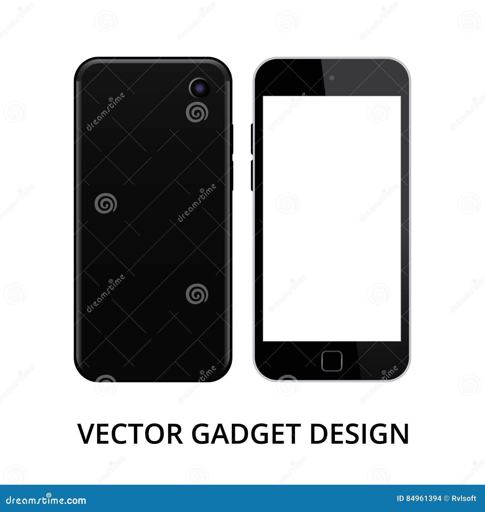 Smart Phone in Front and Back Sides on White Background Stock Vector ...