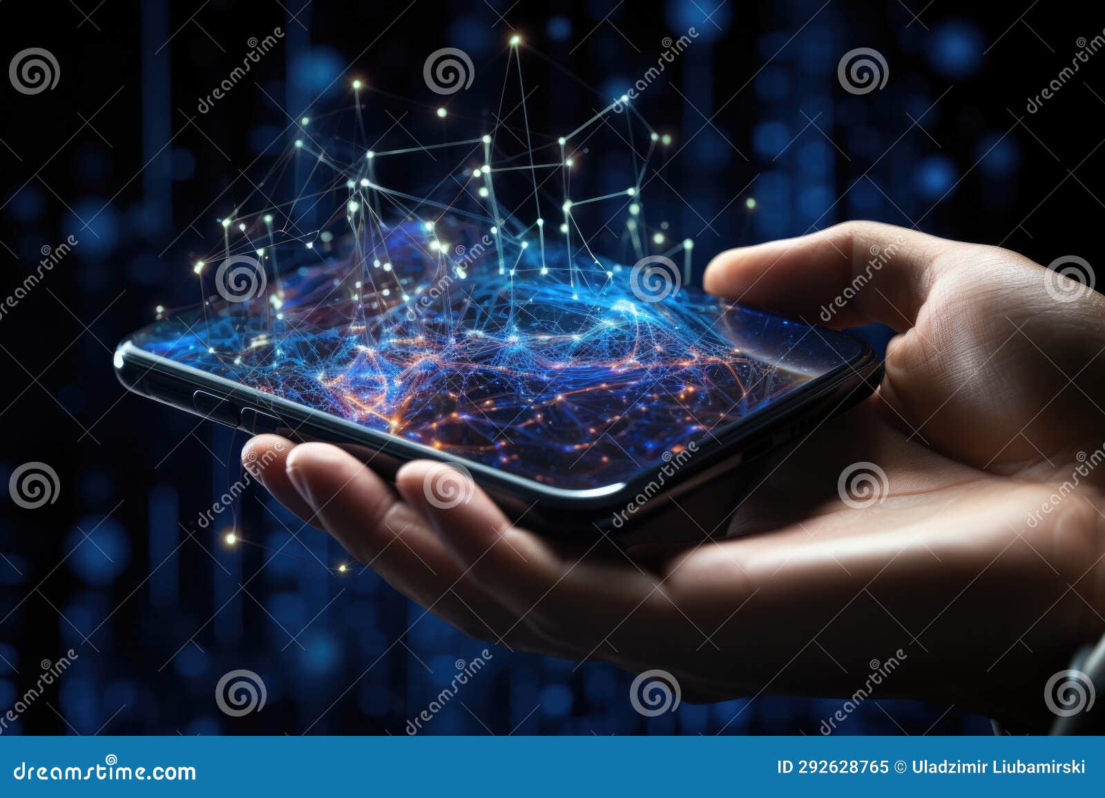 Smart Phone, Future Technologies in Mobile Phone. Human Hand with Smart ...