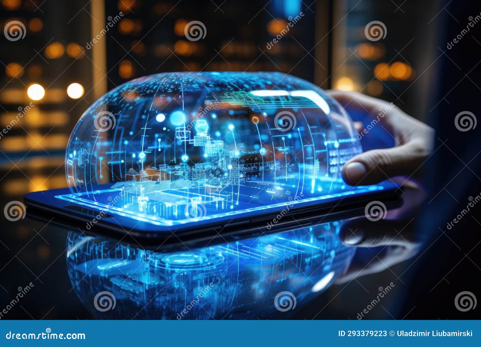 Smart Phone, Future Technologies in Mobile Phone. Human Hand with Smart ...