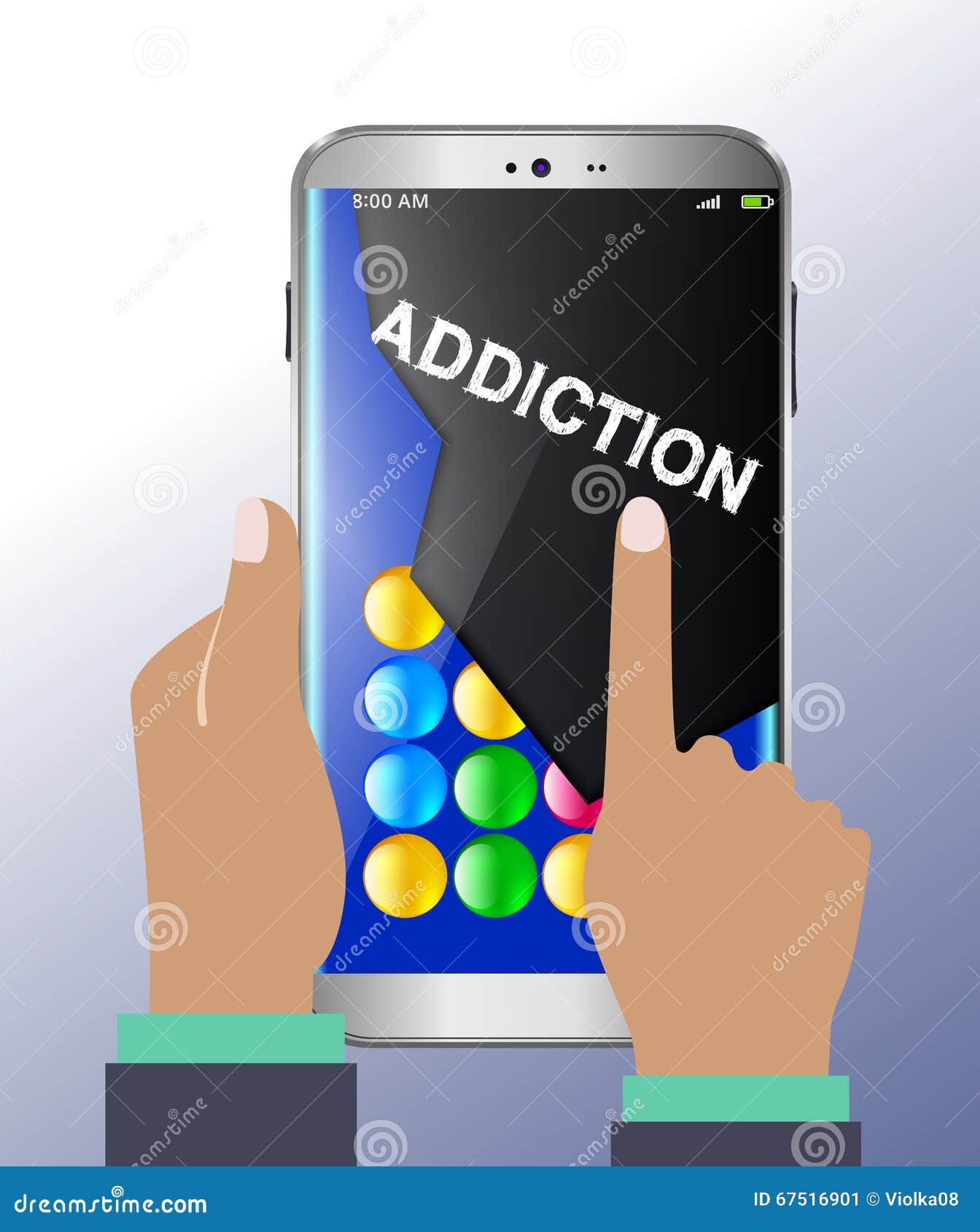 Smart Phone and Gaming Addiction Stock Illustration - Illustration of ...
