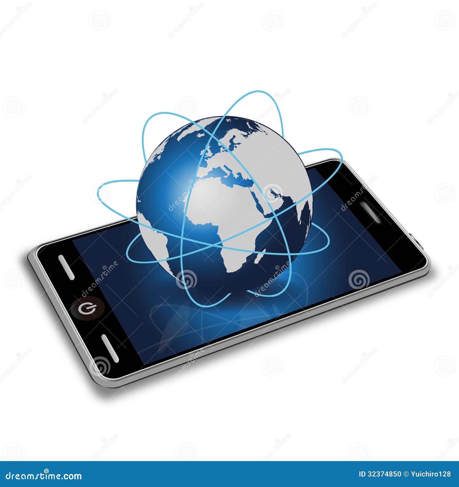Smart Phone with Global Network Communication Stock Photo - Image of ...