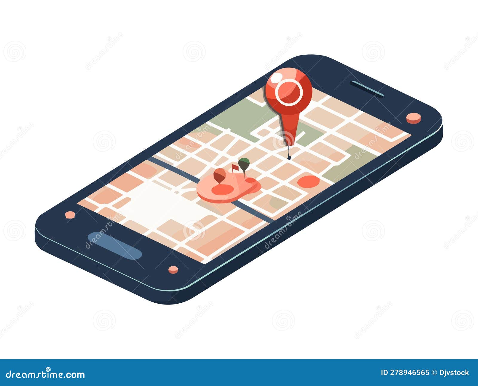 Smart Phone with GPS Map Pointing Direction Stock Vector - Illustration ...