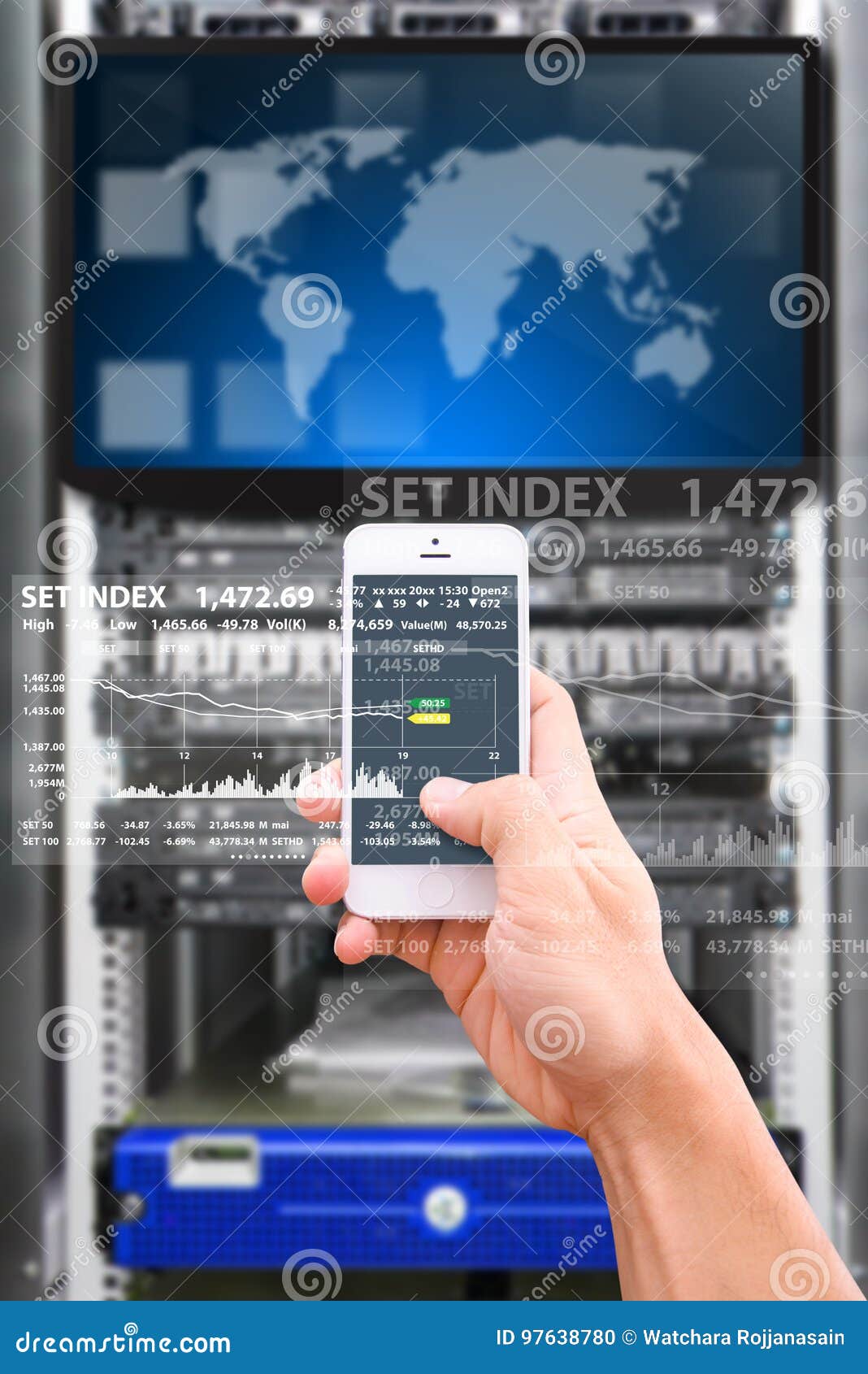 Smart Phone and Graph in Server Room Stock Photo - Image of inspiration ...
