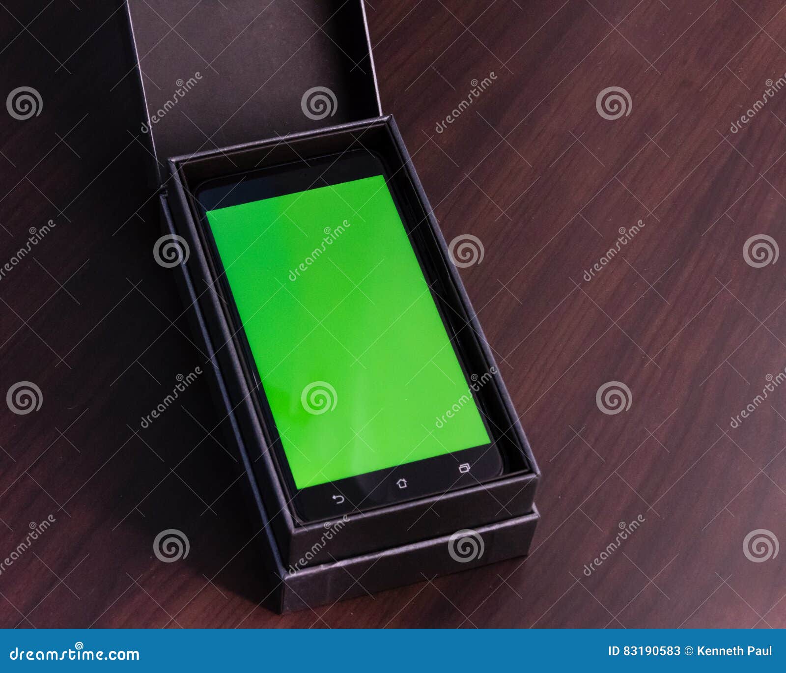 Smart Phone with Green Screen in Box Stock Image - Image of close ...