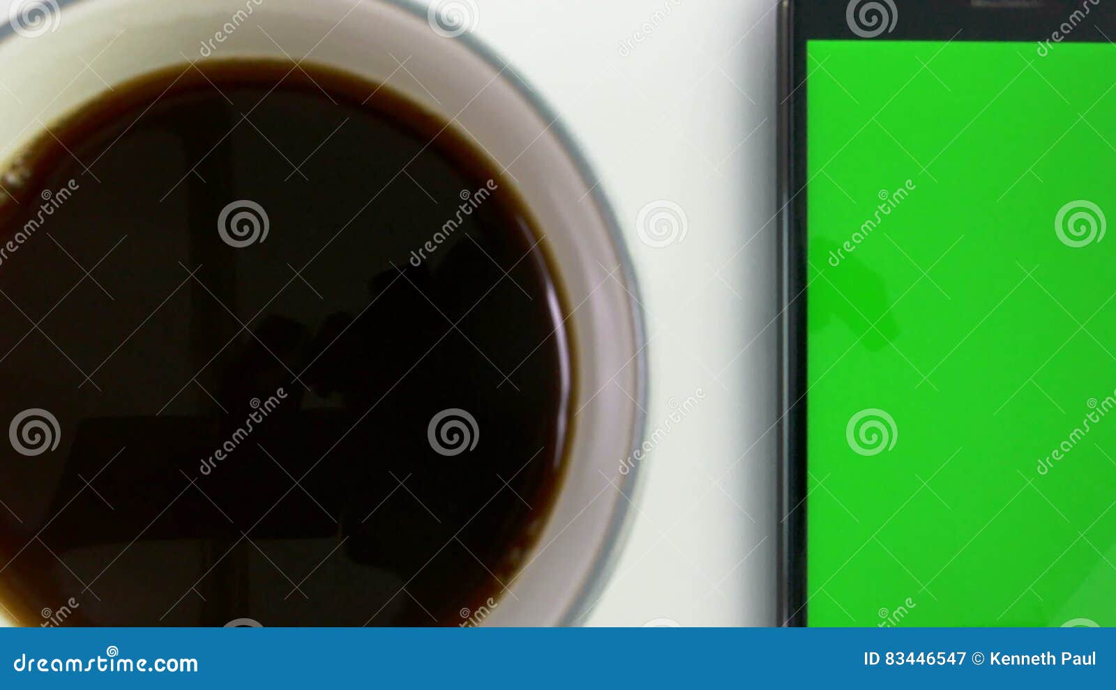Smart Phone with Green Screen Next To Coffee Cup Stock Video - Video of ...
