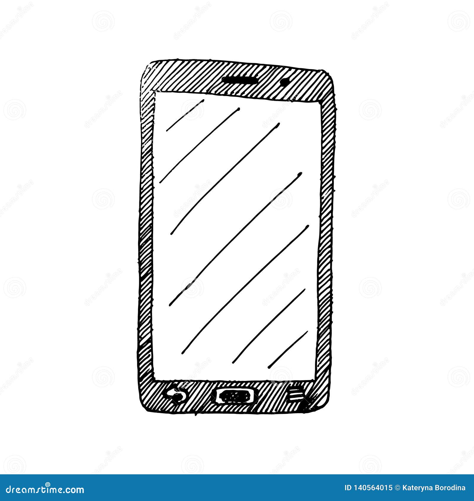 Smart Phone Hand Drawn Illustration Isolated on White Stock Vector ...