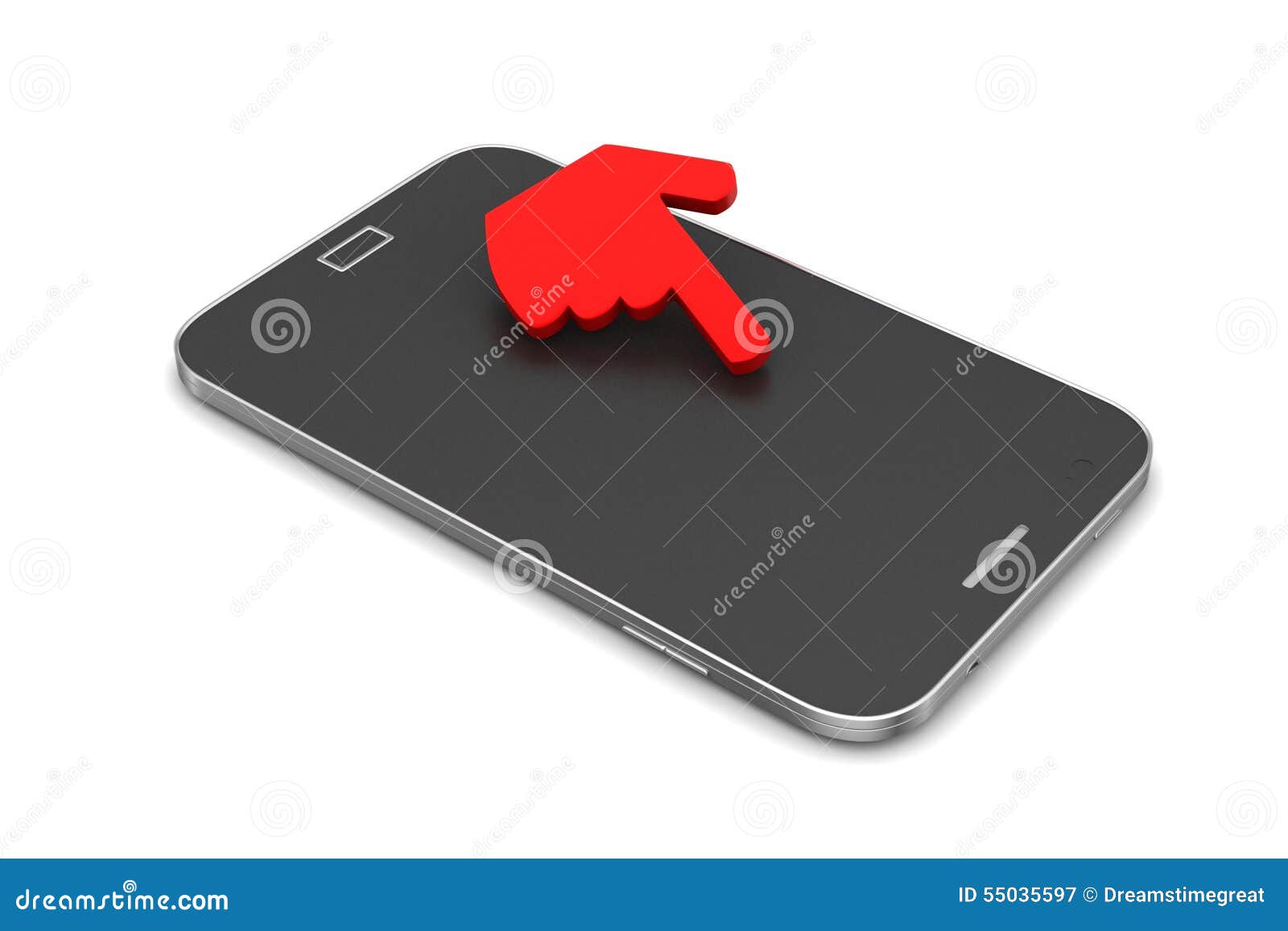 Smart phone with hand sign stock illustration. Illustration of tablet ...