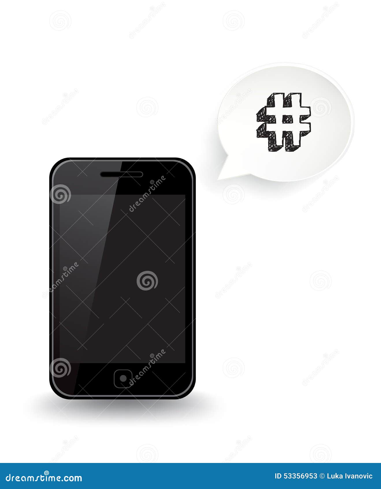 Smart Phone Hashtag stock illustration. Illustration of balloon - 53356953