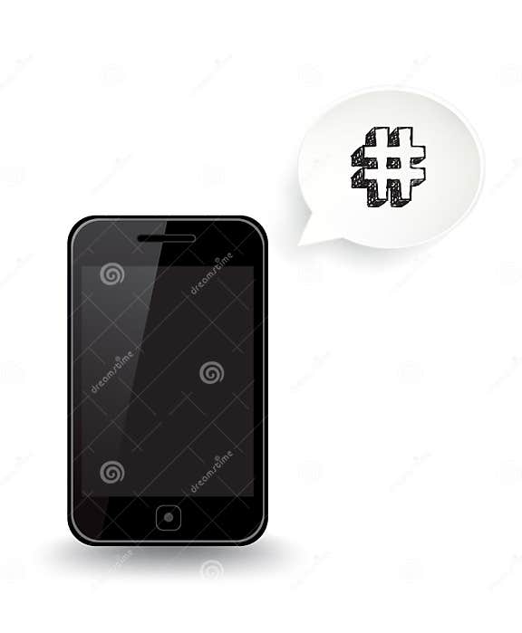 Smart Phone Hashtag stock illustration. Illustration of balloon - 53356953