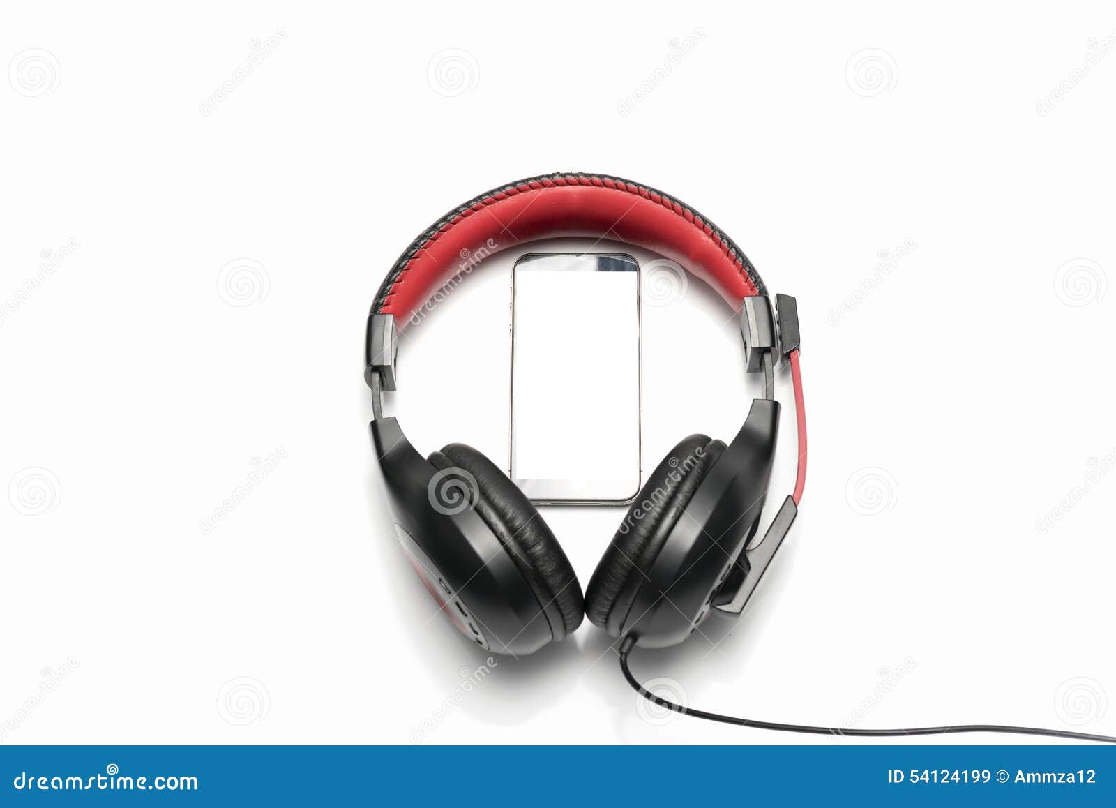 Smart phone in head phone stock image. Image of player - 54124199