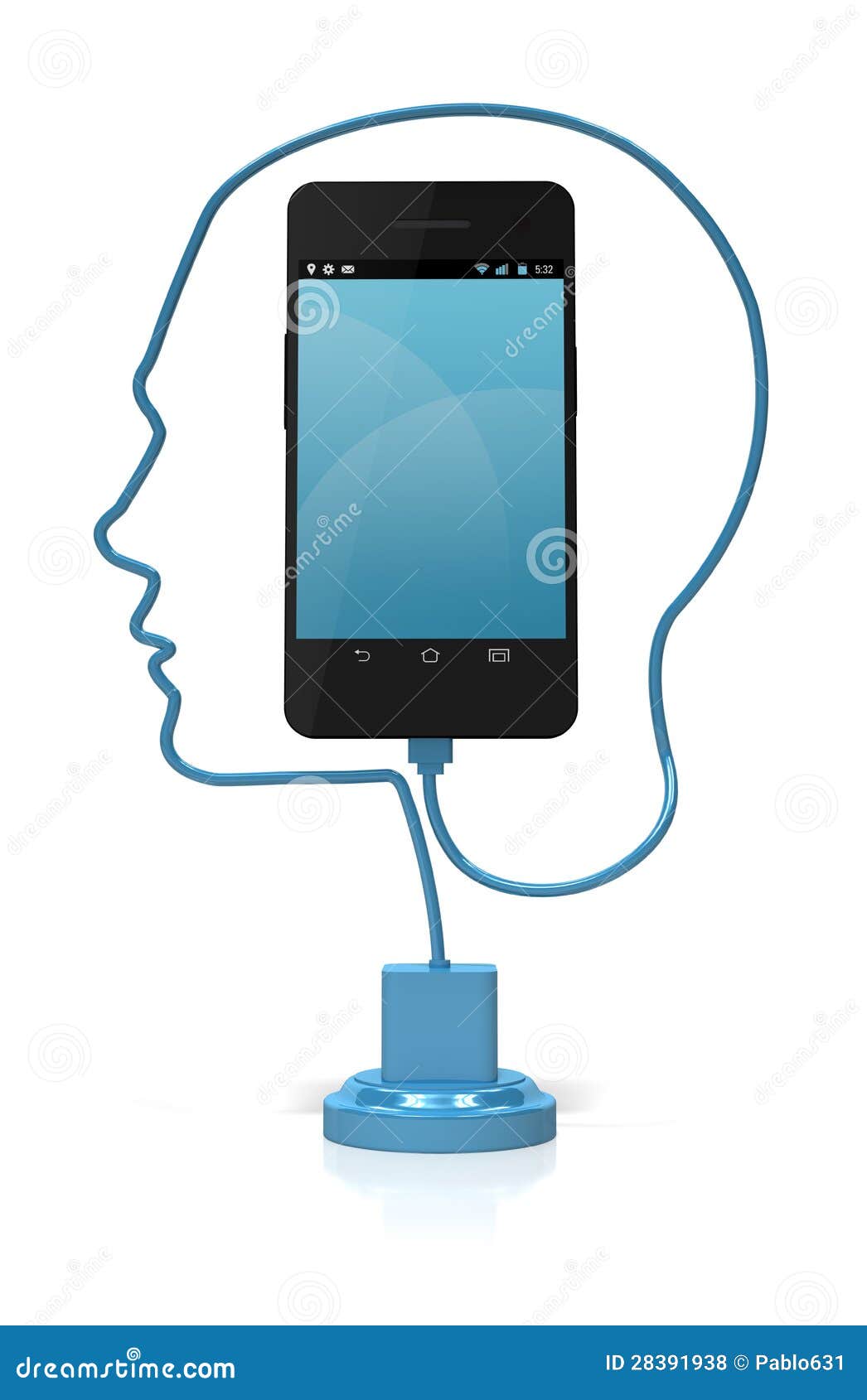 Smart Phone Head Smart stock illustration. Illustration of screen ...