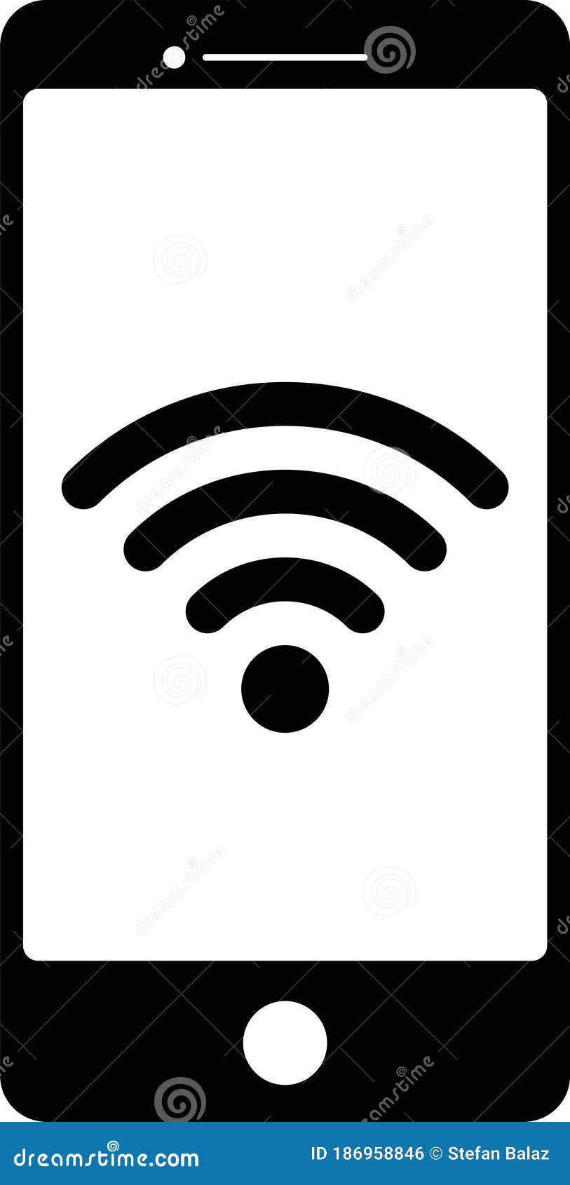 Smart Phone Icon with Wifi Symbol Vector, Mobile Device and Wireless ...