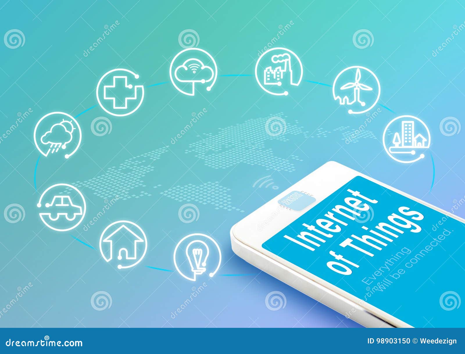 Smart Phone with Internet of Things IoT Word and Objects Icon, Stock ...