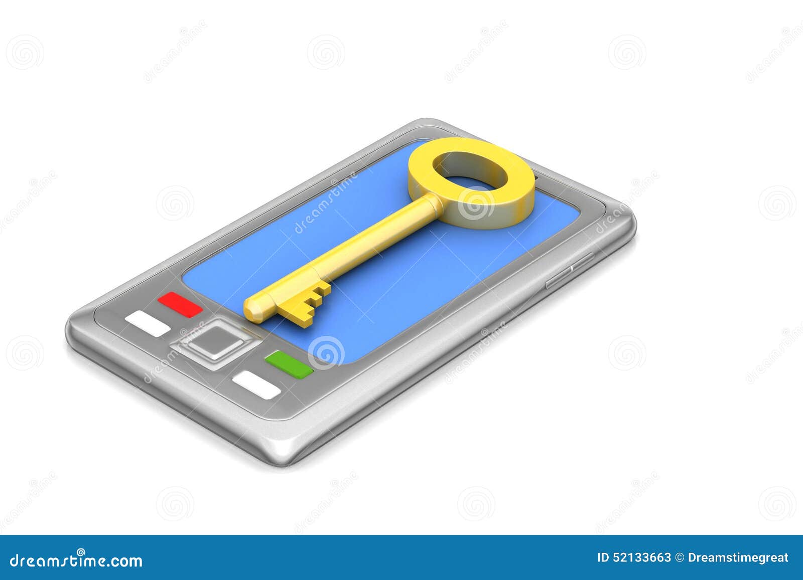 Smart phone with key stock illustration. Illustration of concept - 52133663