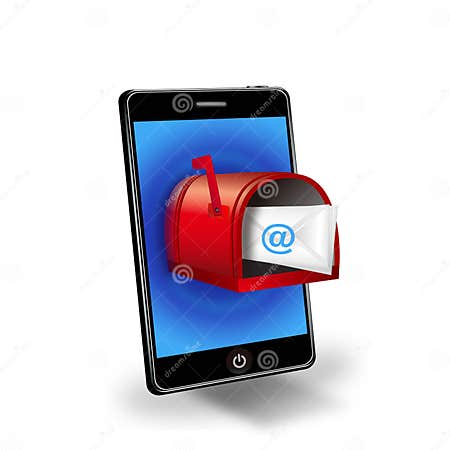 Smart phone with mail box stock illustration. Illustration of message ...