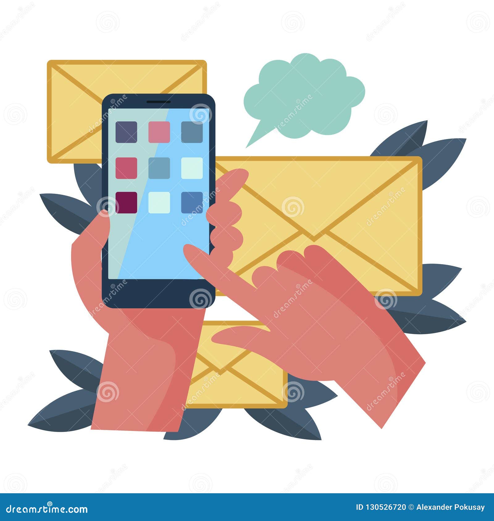 Smart Phone and Mail Messages Vector Illustration Stock Vector ...