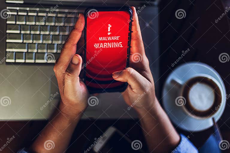 Smart Phone Malware Warning Concept. Stock Image - Image of malware ...