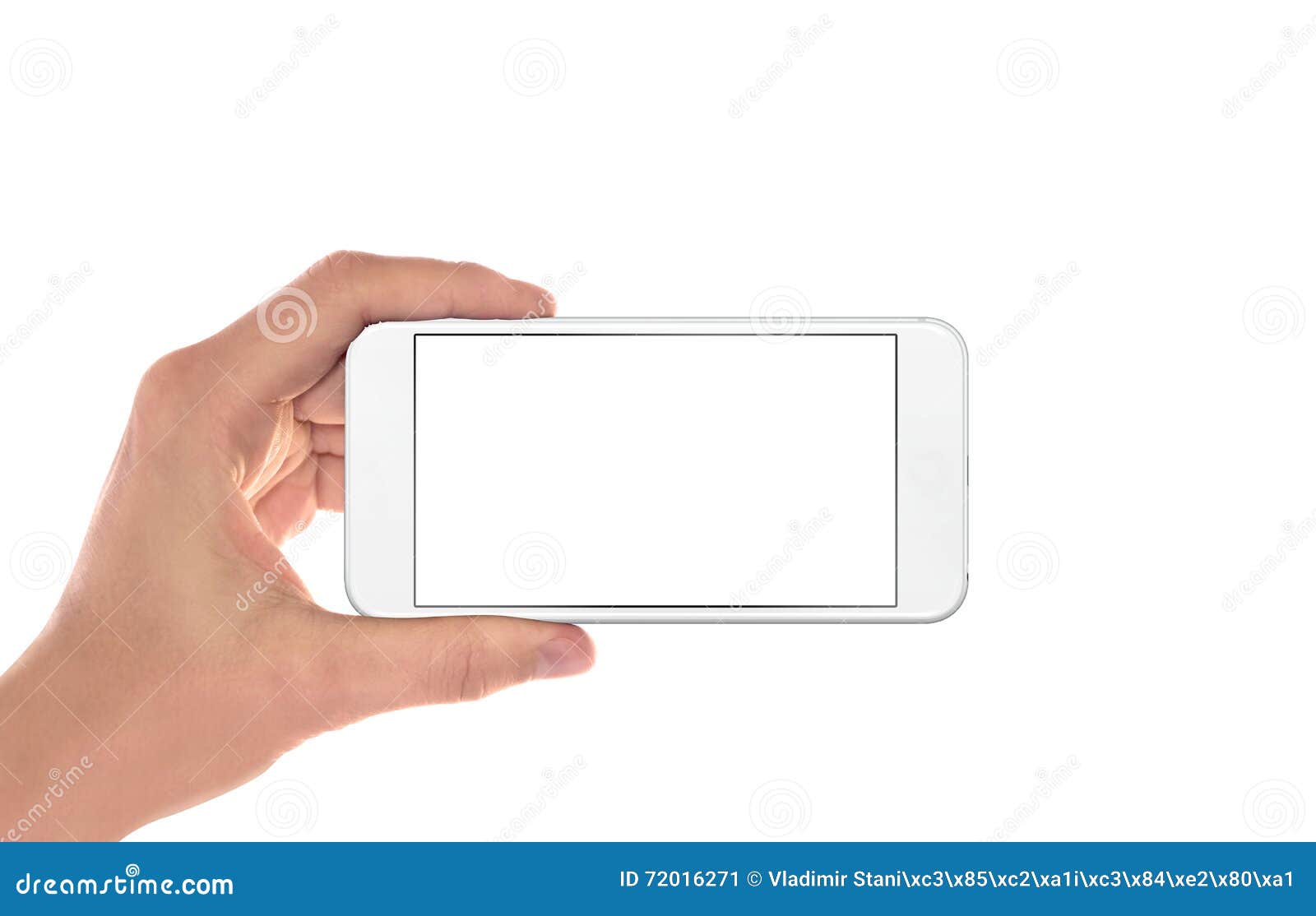 Smart Phone in Man Hand. Horizontal Position Stock Image - Image of ...