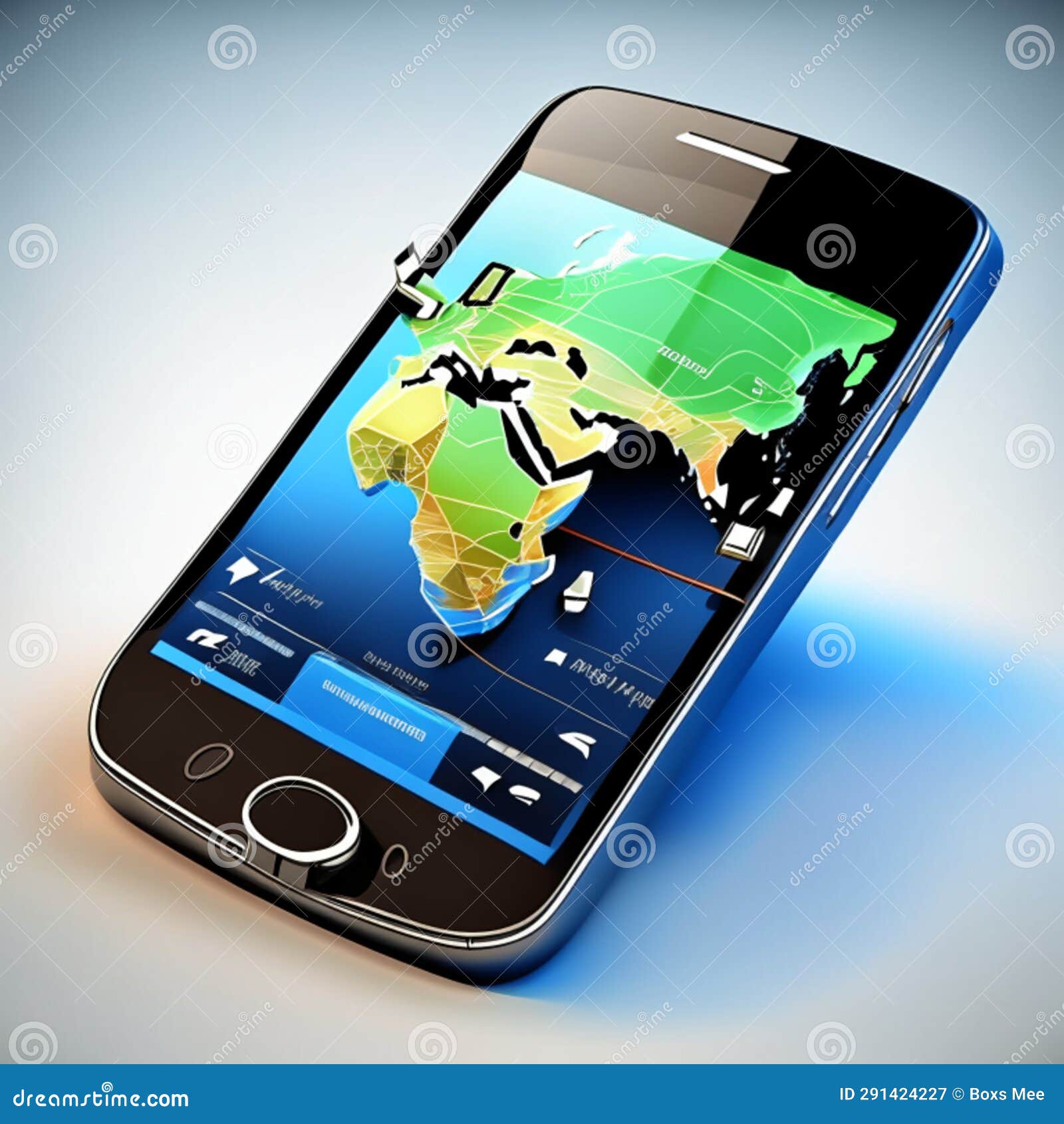 Smart Phone with Map on the Screen. 3D Illustration. 3D High Quality ...