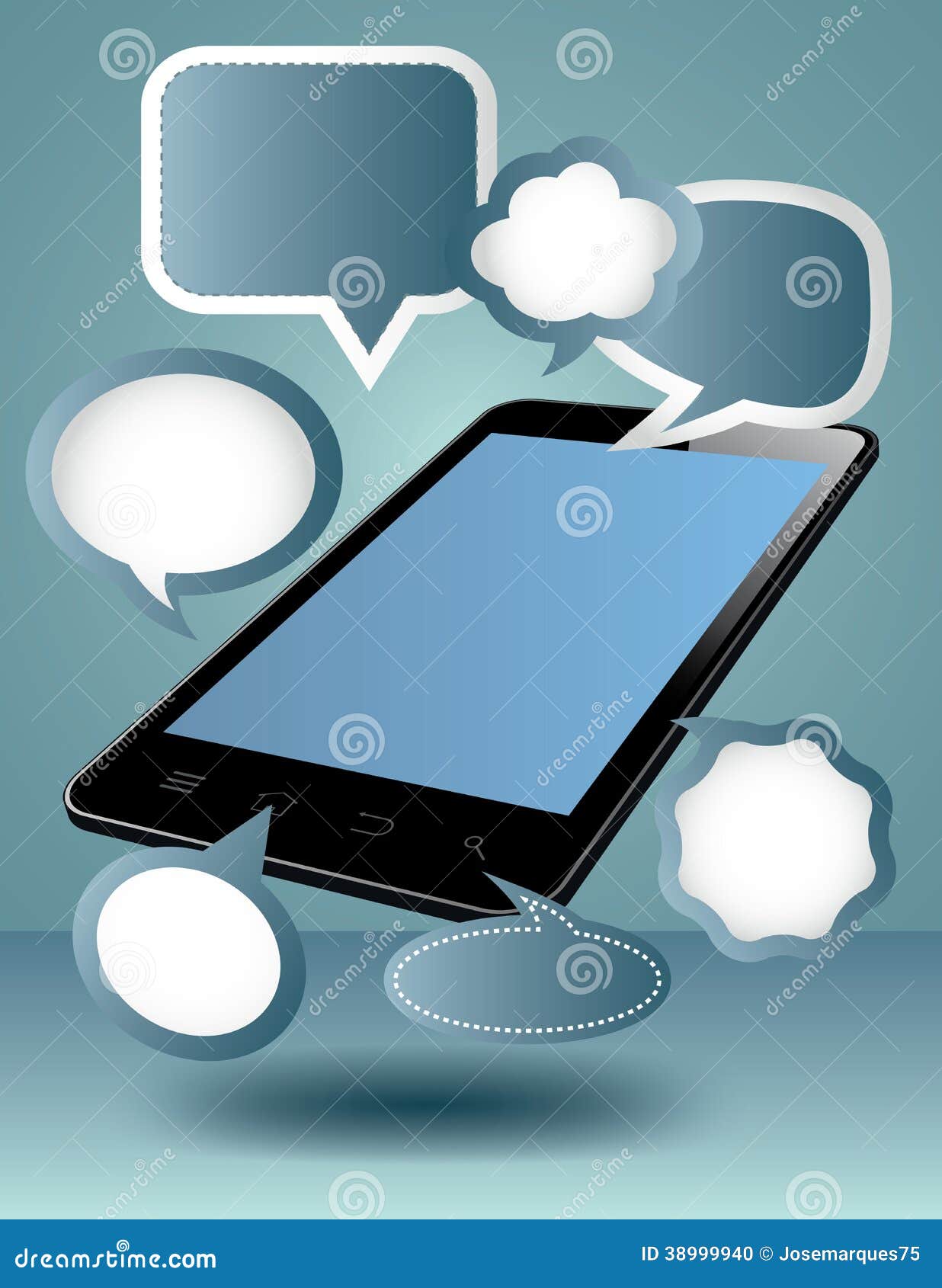 Smart Phone, with Media Text Balloon Stock Vector - Illustration of ...