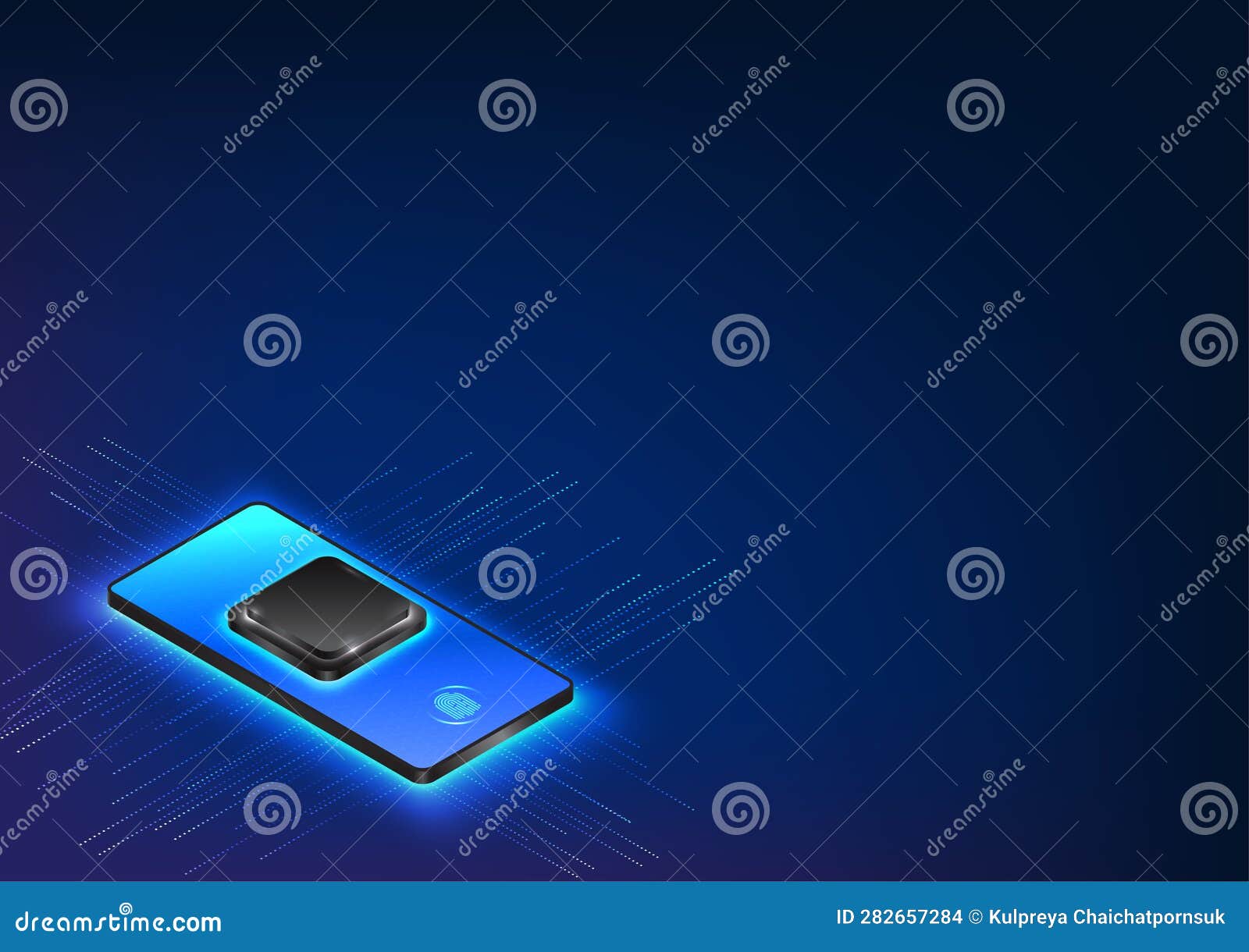 Smart Phone with a Microchip Processing and Storing Data. Surrounding ...