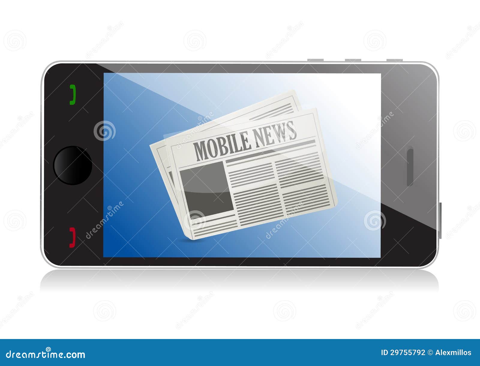 Smart Phone with Mobile News Stock Illustration - Illustration of ...