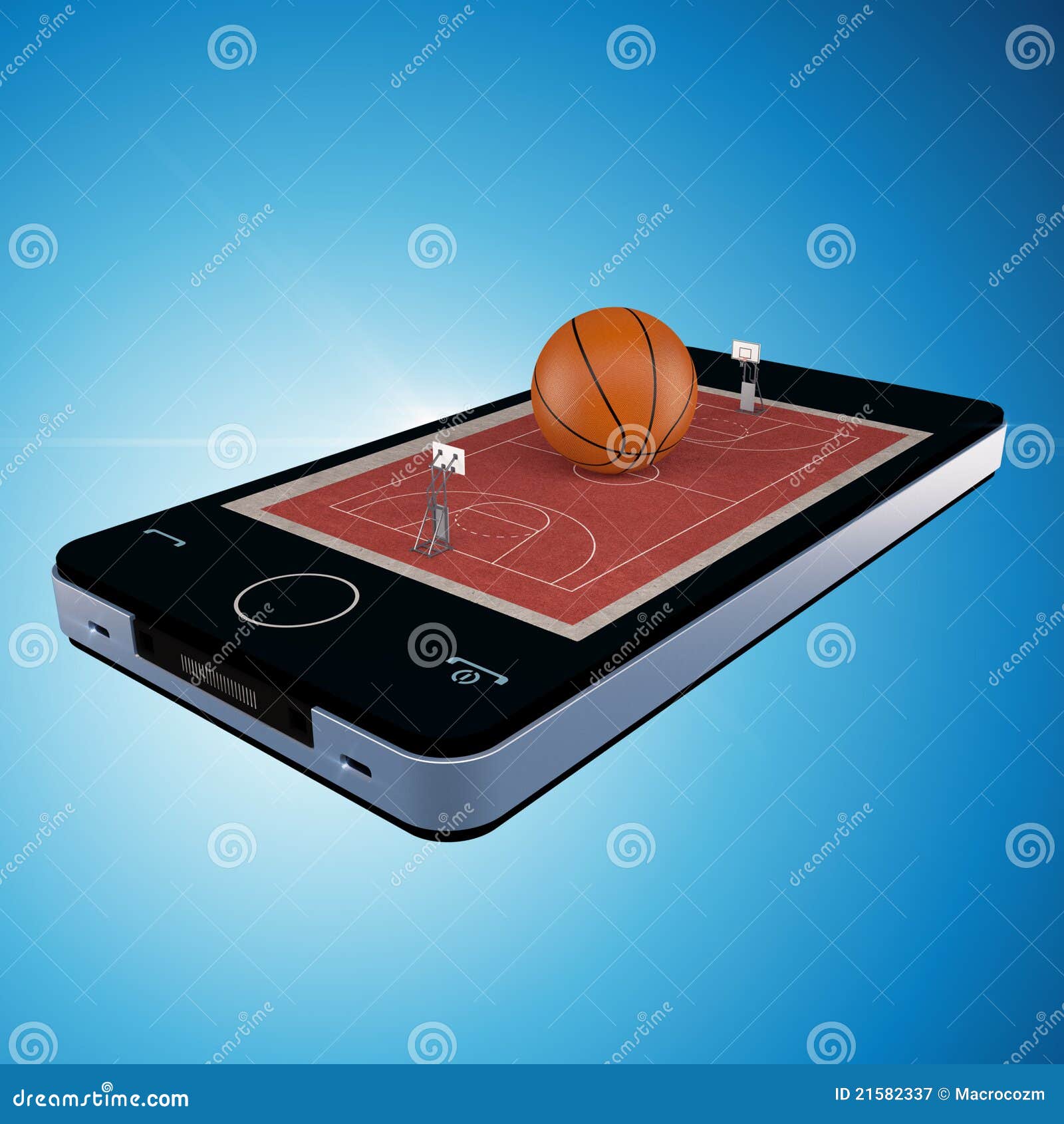 Smart Phone, Mobile Telephone with Basketball Game Stock Illustration ...