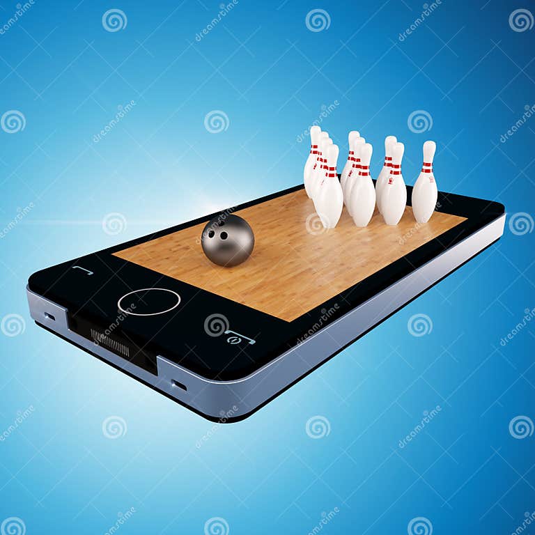 Smart Phone, Mobile Telephone with Bowling Game Stock Illustration ...