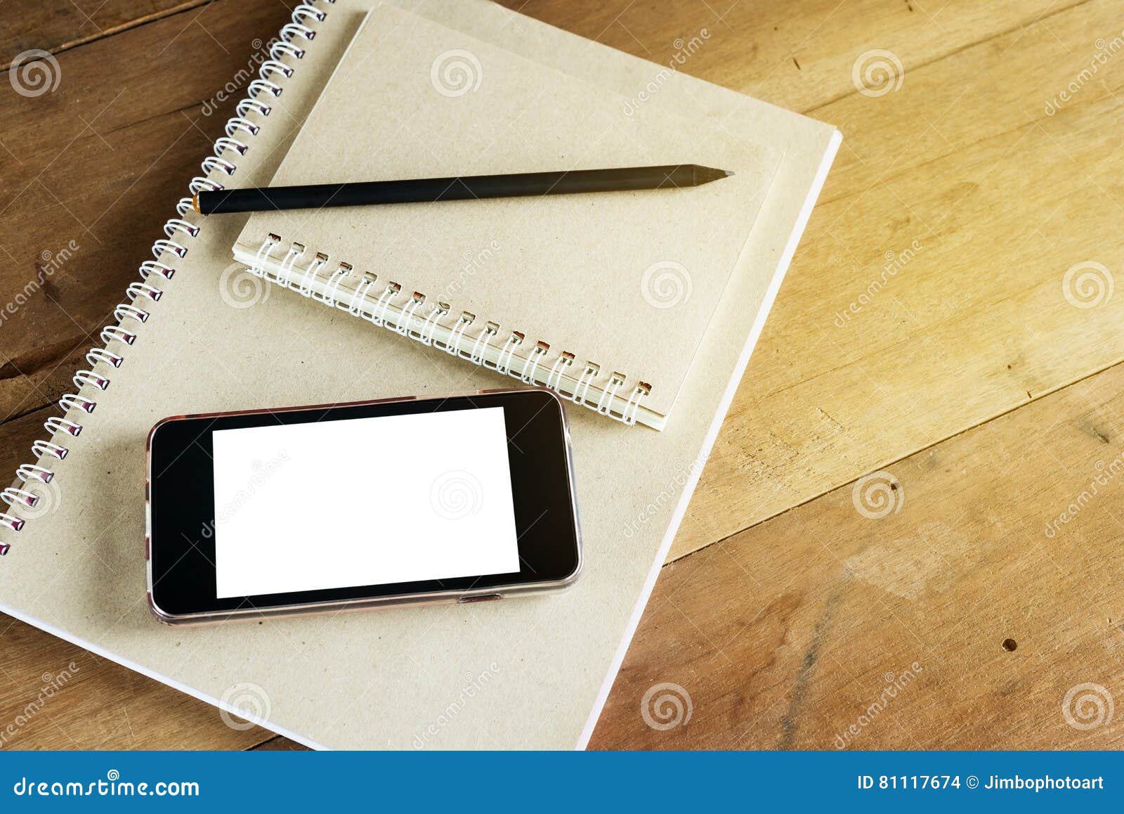 Smart Phone Mobile White Screen on Office Table Stock Photo - Image of ...