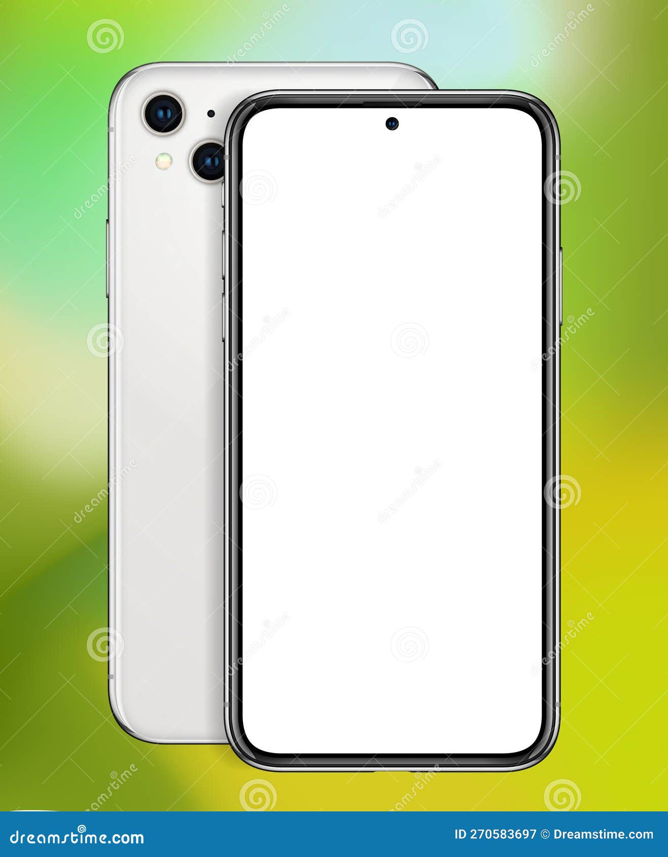 Smart Phone Mockup on Green Background with Blank Screen. Vector Cell ...