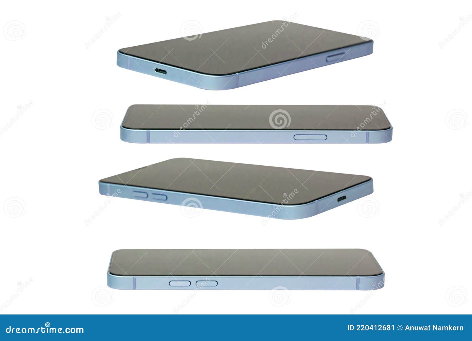 Smart Phone, Multiple Viewing Angles in Landscape Stock Illustration ...